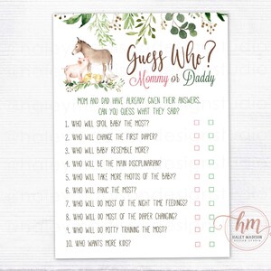 Farm Baby Shower Game, Guess Who Mommy or Daddy Farm Game, Farm Animals ...