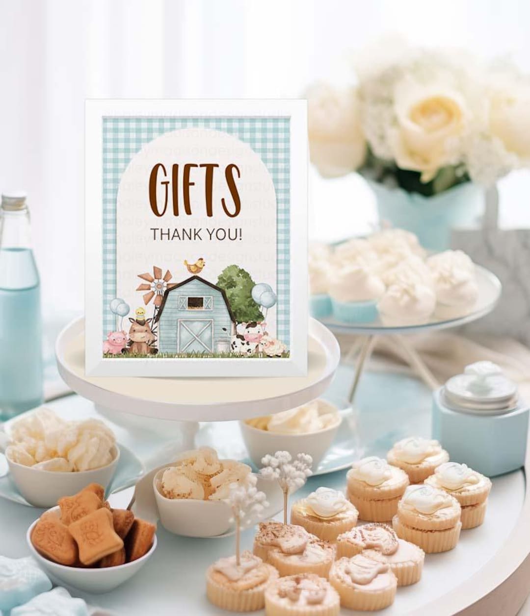 PRINTABLE Blue Farm Animals Gifts Sign 8x10 Baby Boy Farm Theme Sign ...