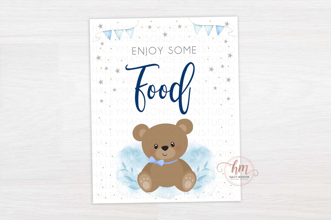PRINTABLE Teddy Bear Food Sign Bearly Wait Baby Shower Food - Etsy