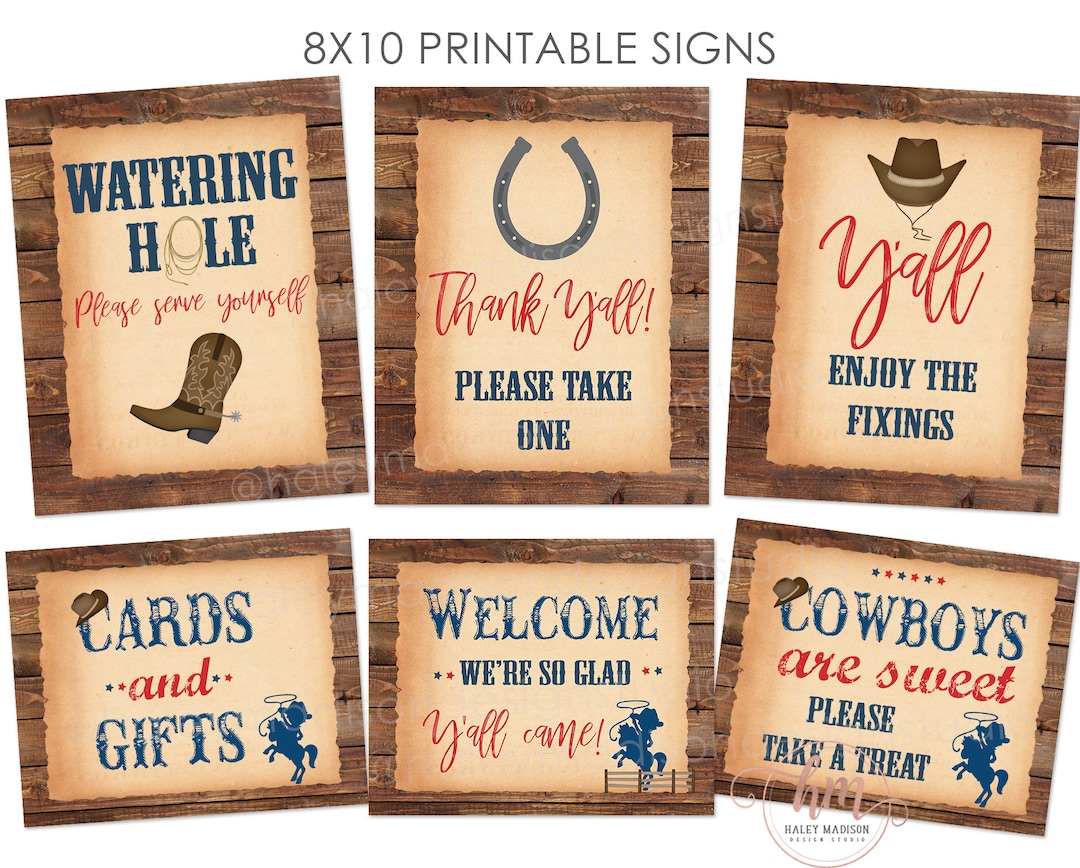 Little Cowboy Signs, Cowboy Table Signs, Cowboy Baby Shower Signs ...