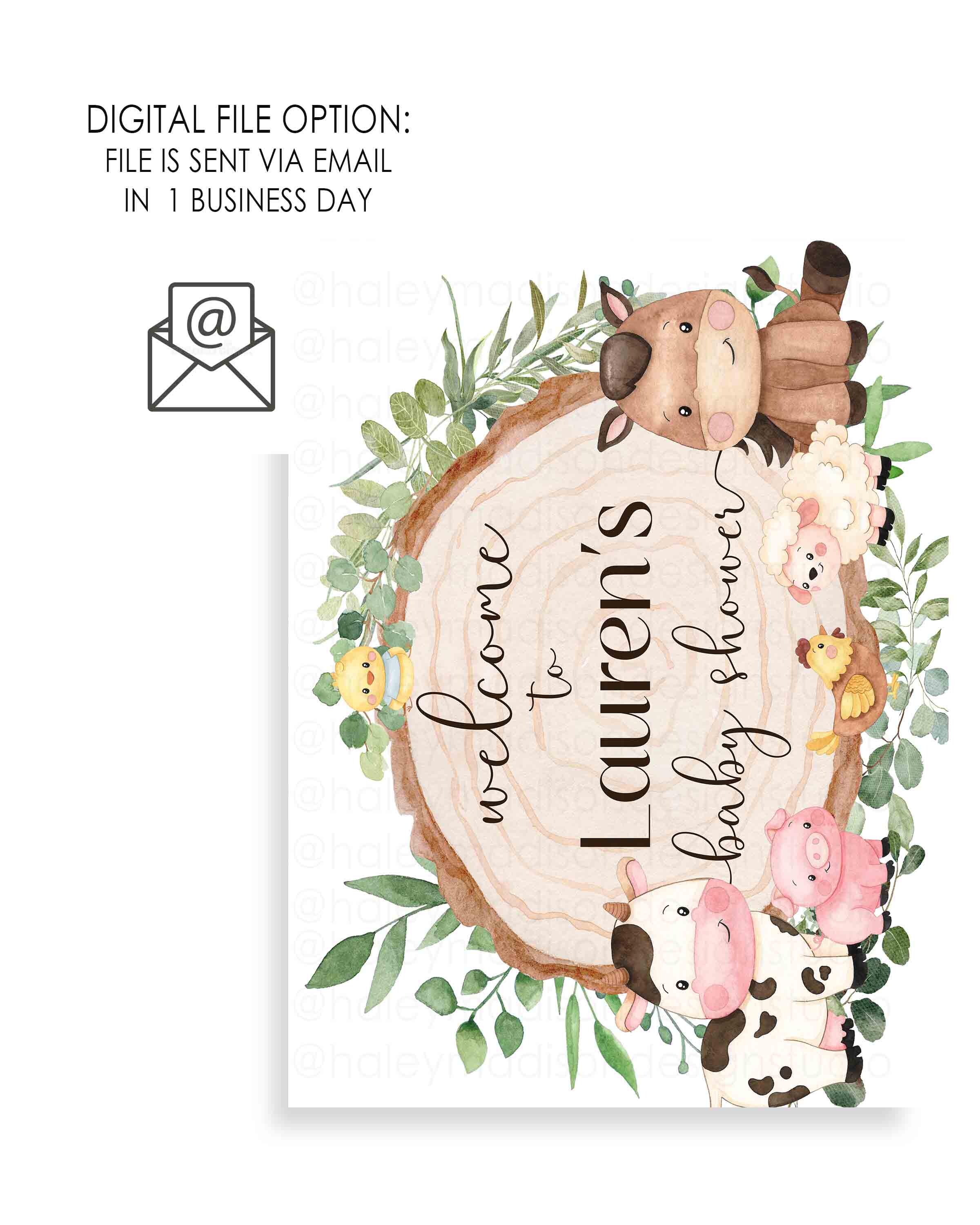Farm Animals Welcome Sign Farm Baby Shower Welcome Sign Floral Farm ...