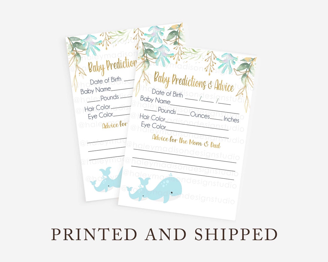 Whale Baby Advice and Predictions Game, Whale Baby Shower Game, PRINTED ...