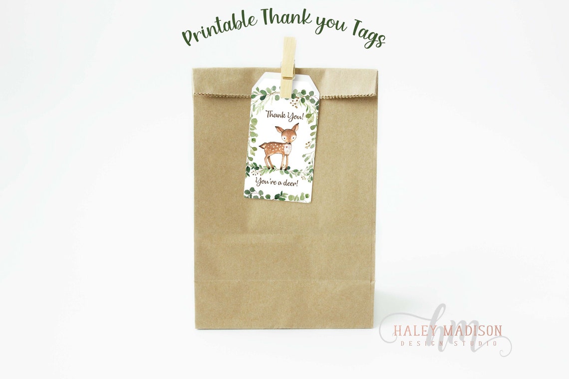 Deer Thank You Tags Woodland Thank You Tags Deer Baby Shower | Etsy