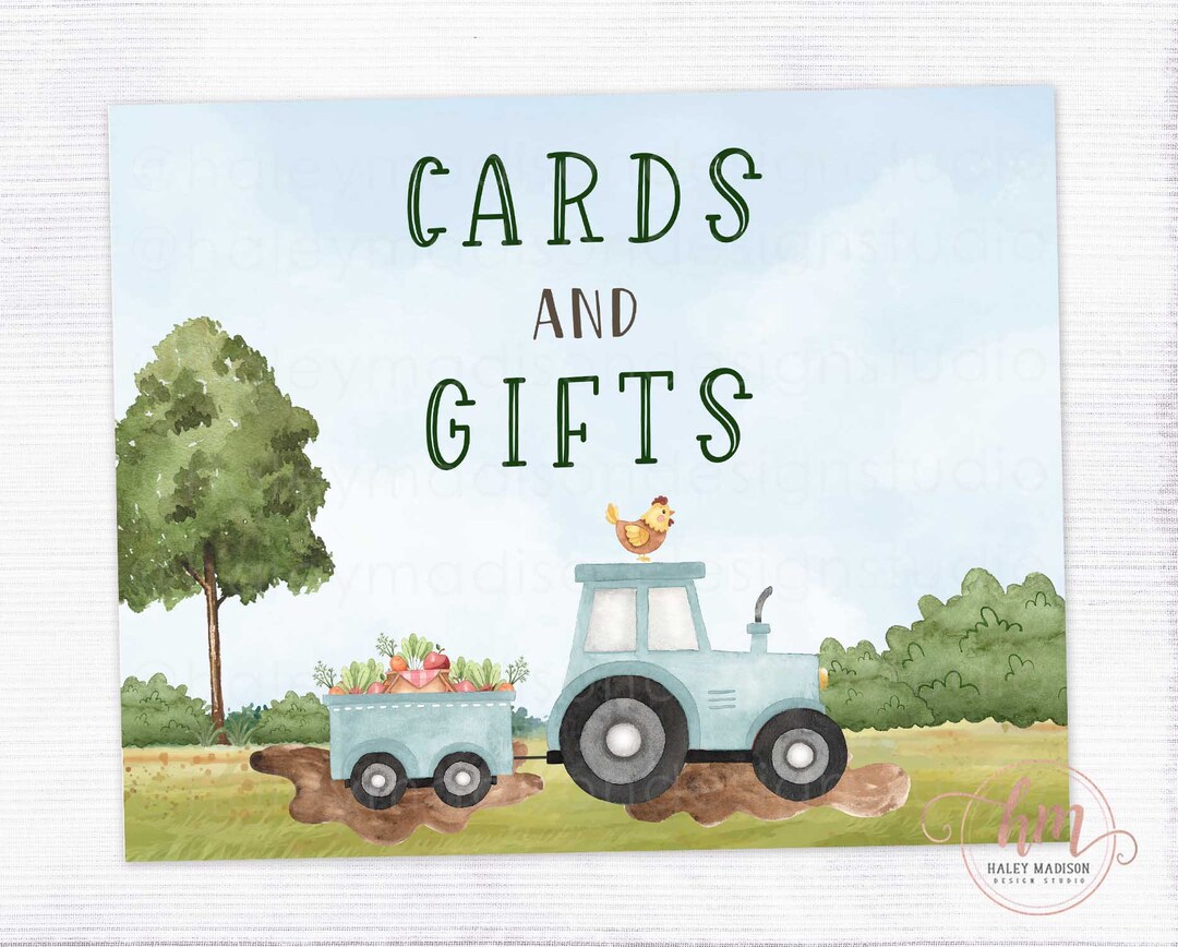 Farm Cards and Gifts Sign, Farm Animals, Cards Sign, Farm Birthday Sign ...