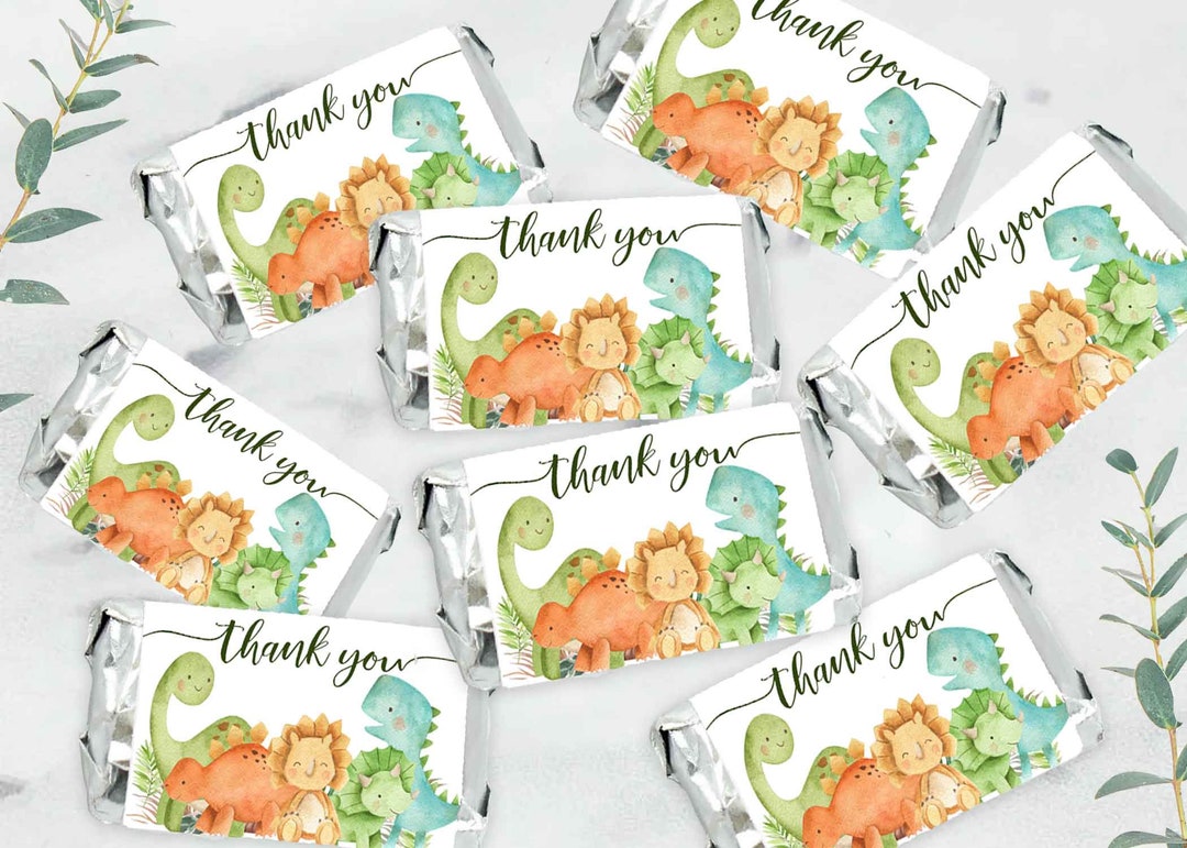 Set of 15 Stickers Dinosaurs Mini Chocolate Bars Stickers, Thank You ...