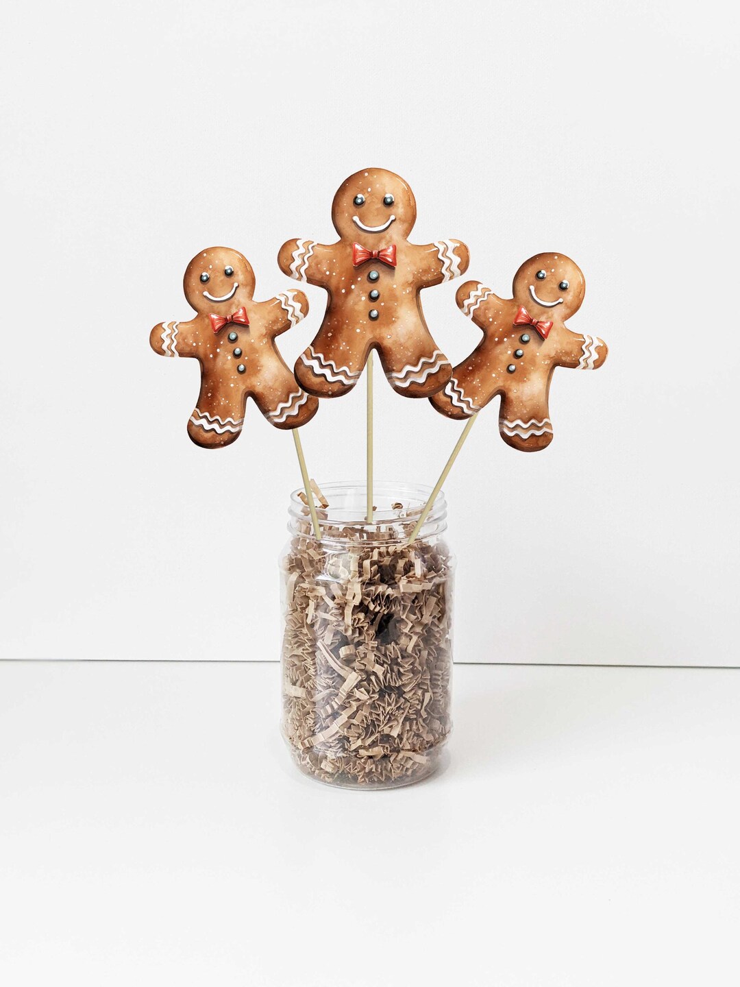 Set of 6 Gingerbread Men Centerpieces Size 6" Tall, Christmas Party ...