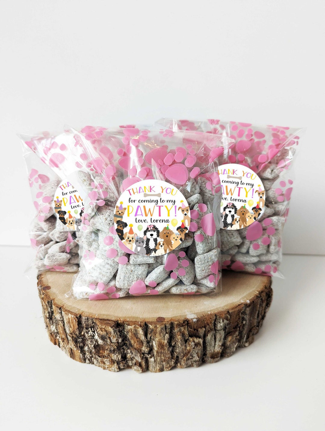 Set of 12 Treat Bags and Stickers, Puppy Party Favor Bags, Personalized ...