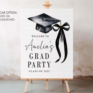 Black Bow Graduation Party Welcome Sing, Welcome Sign 2025 Graduate ...
