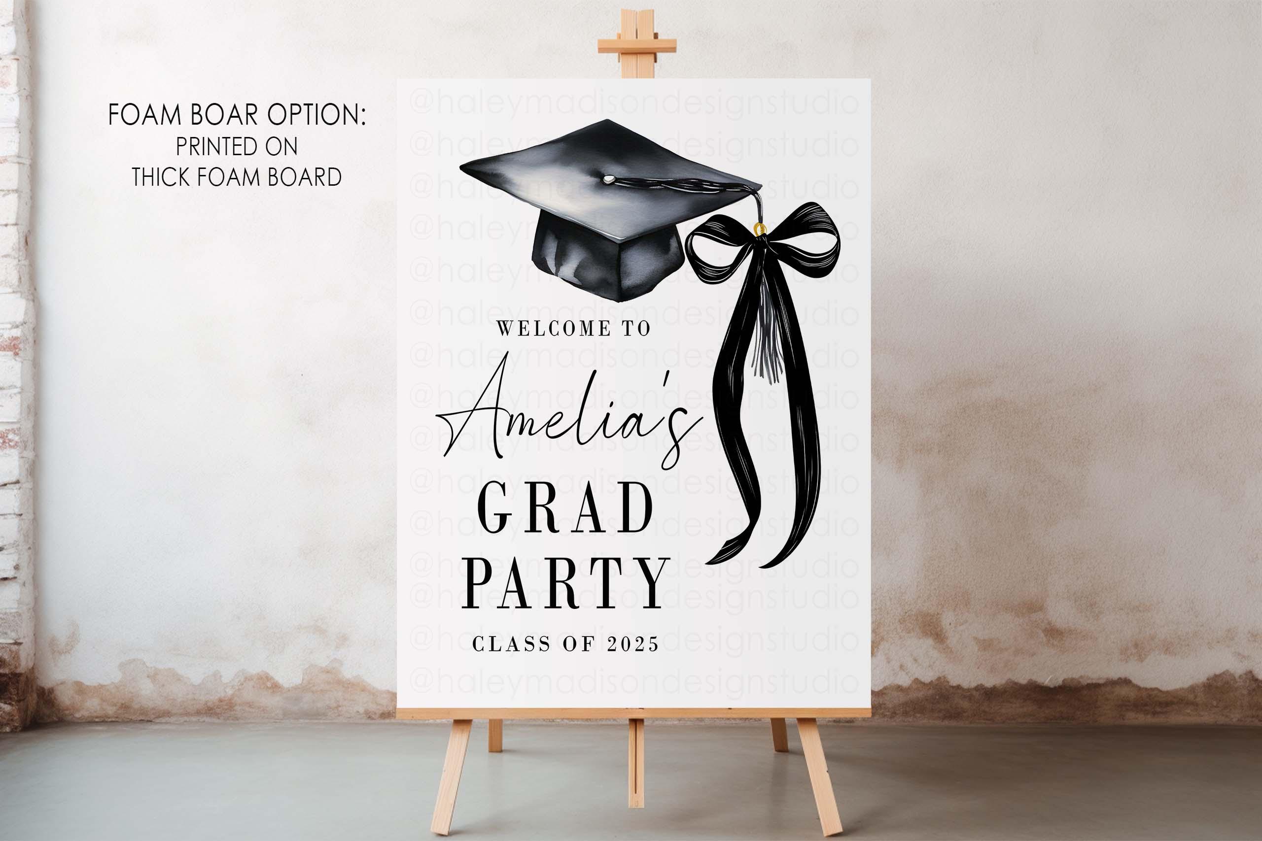 Black Bow Graduation Party Welcome Sing, Welcome Sign 2025 Graduate ...