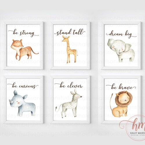 PRINTABLE 5X7 Jungle Animal Signs Set of 6 Jungle Nursery - Etsy