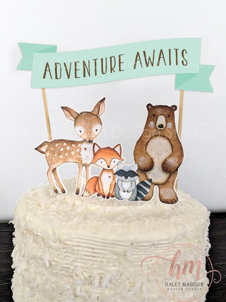 Woodland Cake Topper Adventure Awaits Cake Topper Woodland - Etsy