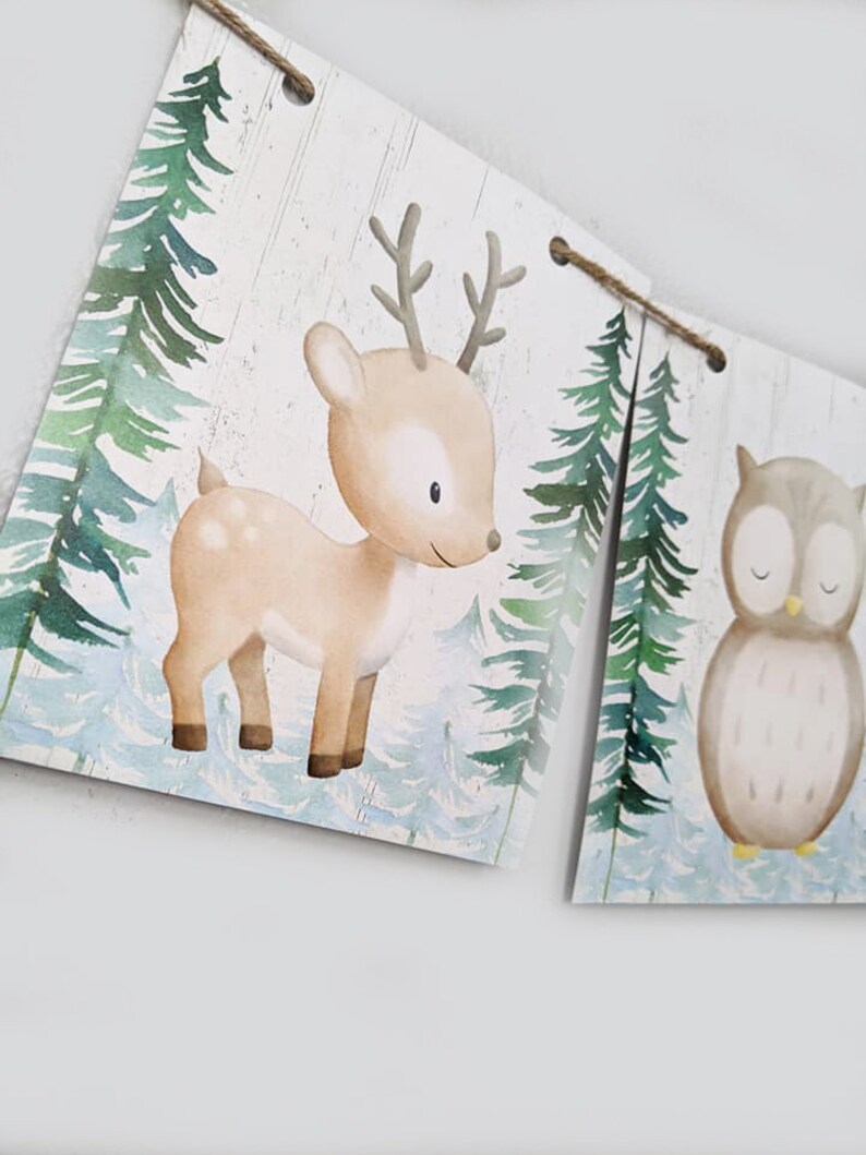 Woodland Animals Banner, Woodland Baby Shower Banner, Woodland Birthday ...