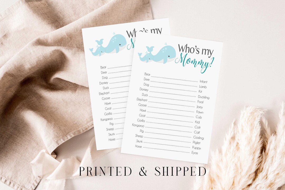 Who's My Mommy Whale Baby Shower Game, Under the Sea Baby Shower, Whale ...