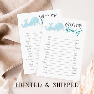 Who's My Mommy Whale Baby Shower Game, Under the Sea Baby Shower, Whale ...