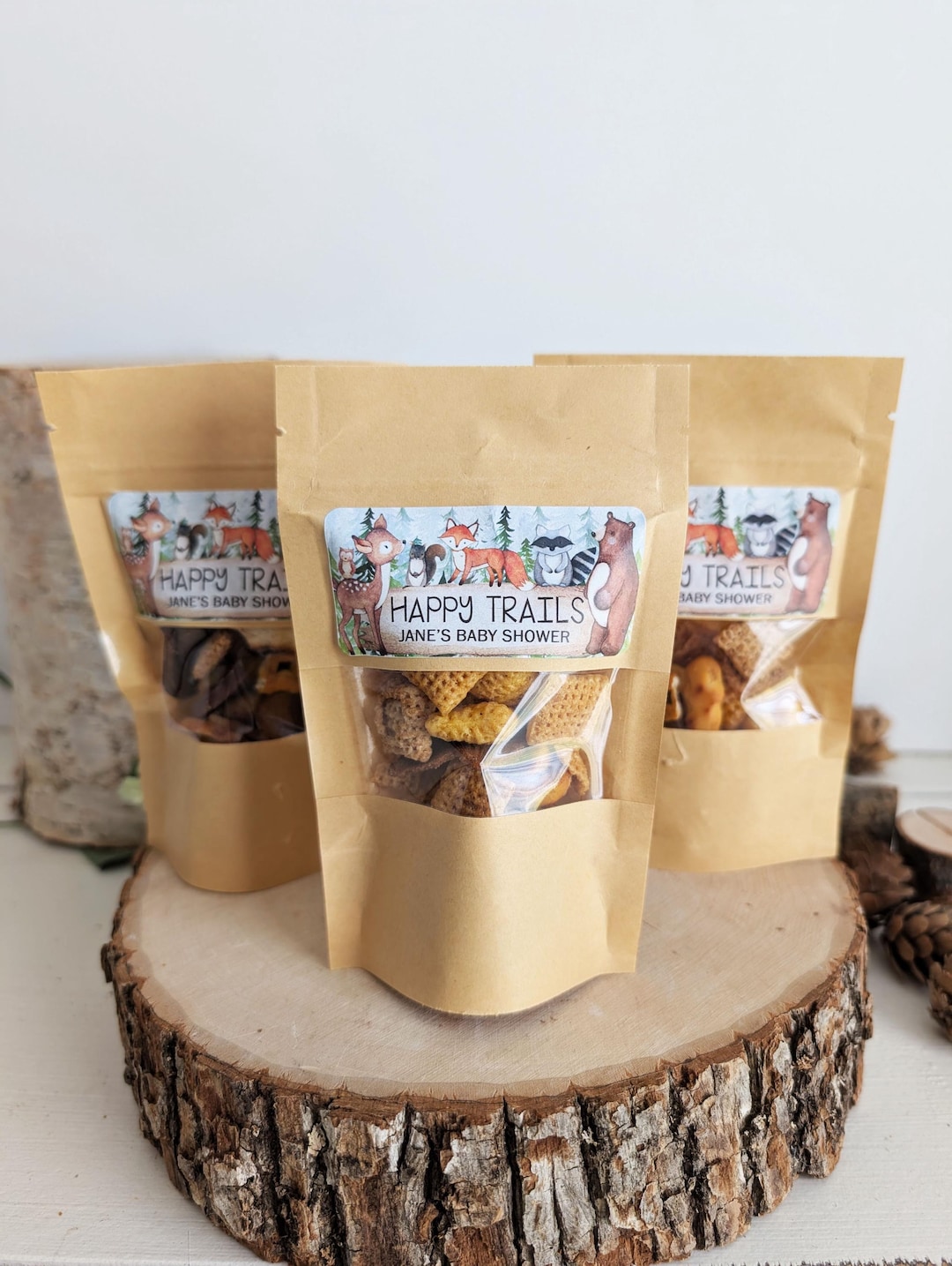 Woodland Treat Bags, Customized Woodland Animals Themed Trail Mix Bags ...