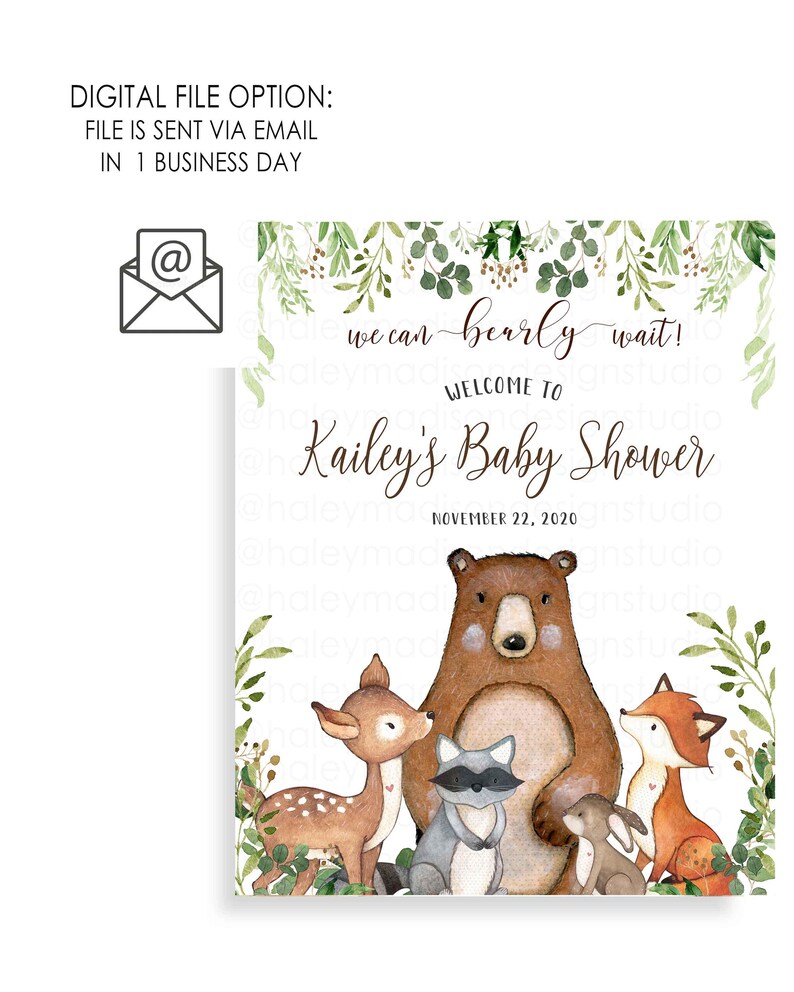 Bearly Wait Baby Shower Welcome Sign, Greenery Welcome Sign, Bearly ...