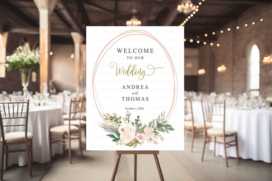Wedding Welcome Sign, Rose God, Roses Welcome Sign, Personalized ...