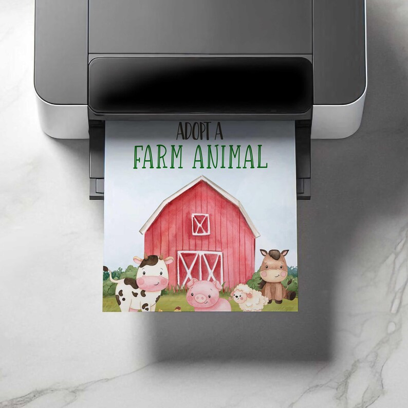 PRINTABLE Adopt a Farm Animal Sign Size 8x10, Farm Party Sign, Farm ...