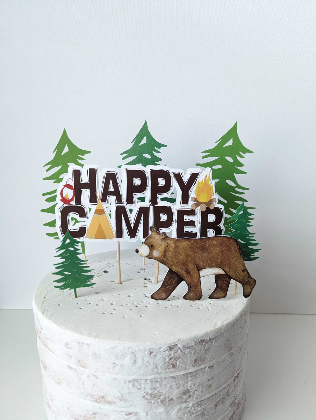 Happy Camper Cake Topper, Camping Cake Topper, Happy Camper Party ...