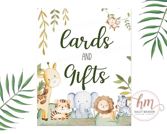 Party Supplies Cards and Gifts Sign for Baby Shower Safari Jungle ...