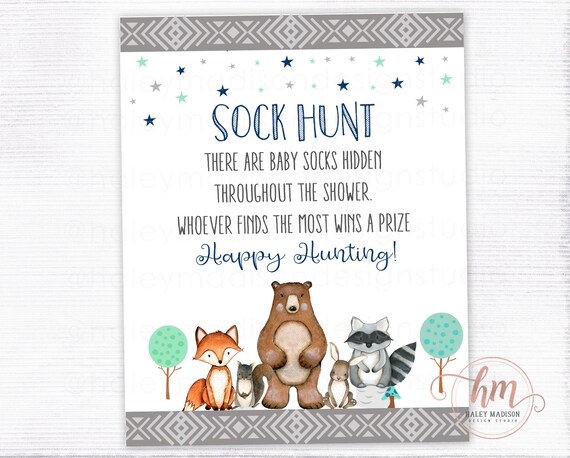 PRINTABLE Bearly Wait Sock Hunt Game Sign 8x10 & 5x7 Woodland | Etsy