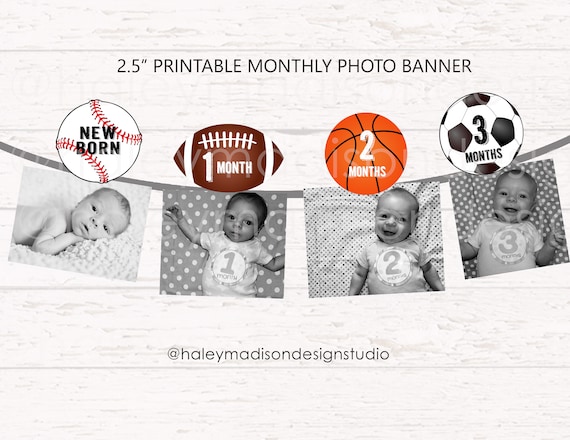 Sports First Birthday Photo Banner Sports Monthly Photo Banner - Etsy