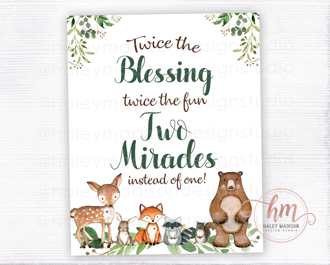 PRINTABLE Woodland Twins Sign Woodland Twins Nursery Sign - Etsy
