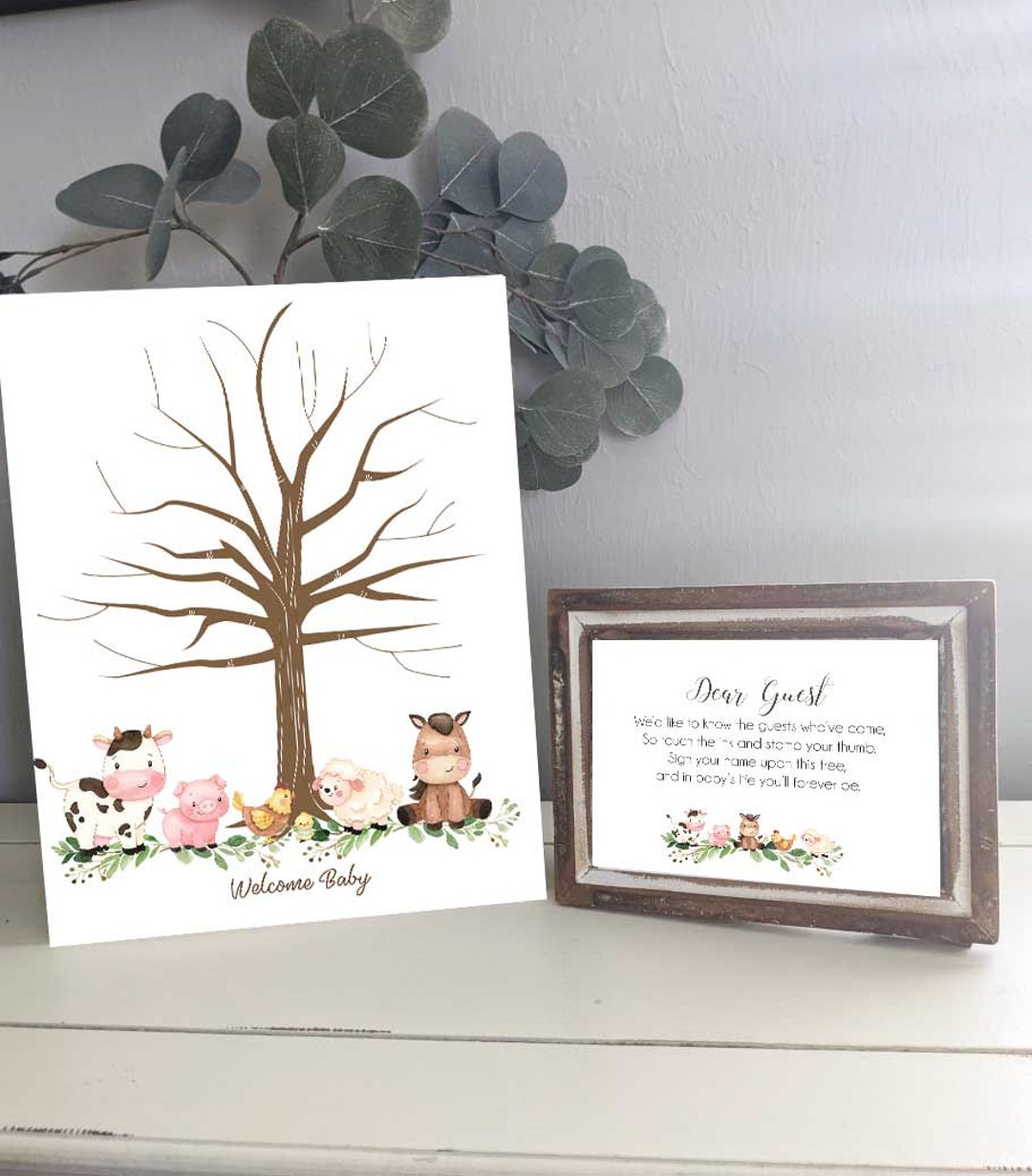 Baby Farm Shower Thumbprint Sign, Farm Baby Shower Guest Book, Farm ...