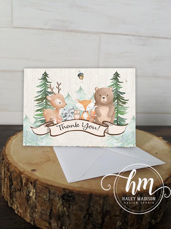 Woodland Thank You Cards Forest Friends Thank You Notes - Etsy