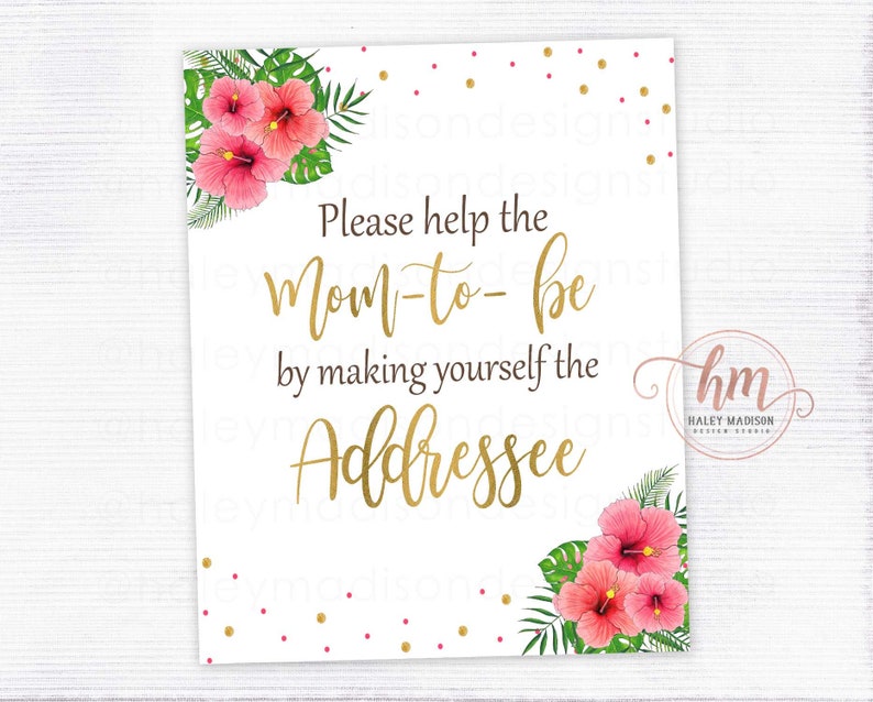 Aloha Baby Shower Addressee Sign Please Help the Mom-to-be by - Etsy