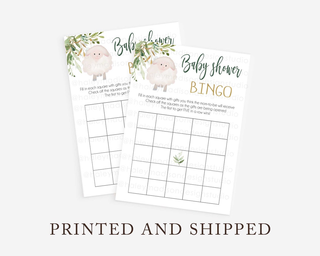 Lamb Greenery Baby Bigno Game, Lamb Baby Shower Bingo Game, Lamb Gender ...