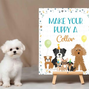 PRINTABLE Puppy Party Make a Collar Sign, DIY Puppy Collar Sign, Doggie ...