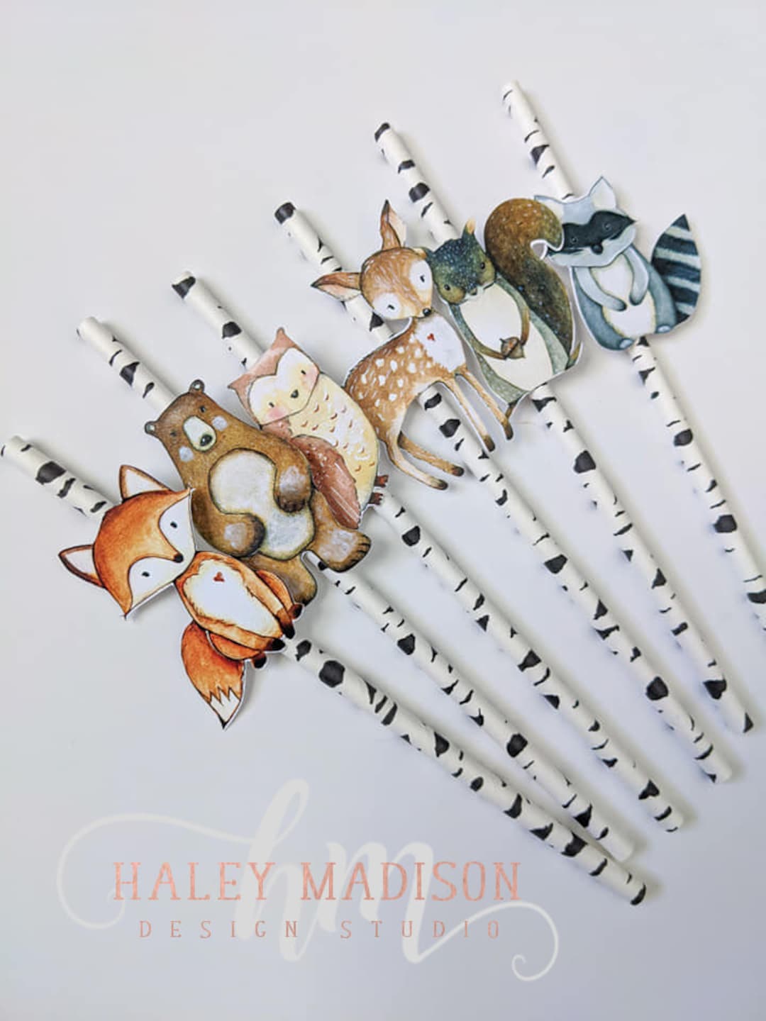 Woodland Animal Paper Straws, Baby Shower Decor, Set of 12 - Etsy