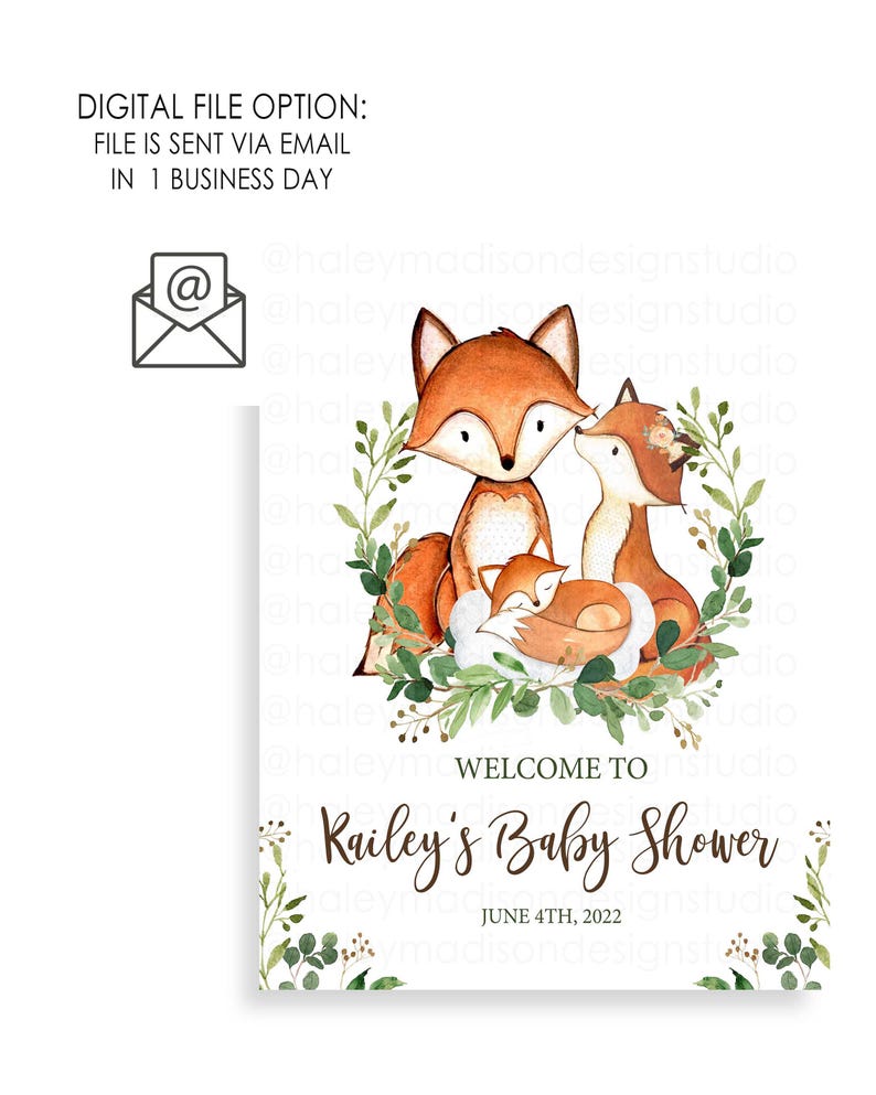 Woodland Baby Shower Welcome Sign, Fox Baby Shower Welcome Sign ...