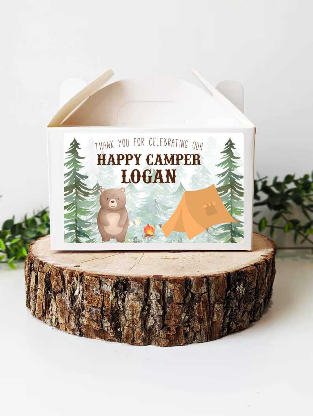 Happy Camper Favor Boxes, Camping Party Favor Boxes, ONE Happy Camper ...