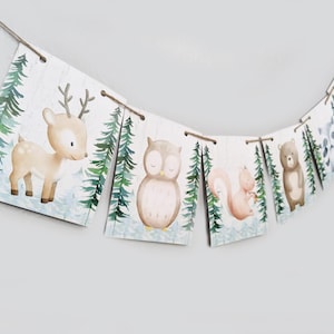 Woodland Animals Banner, Woodland Baby Shower Banner, Woodland Birthday ...