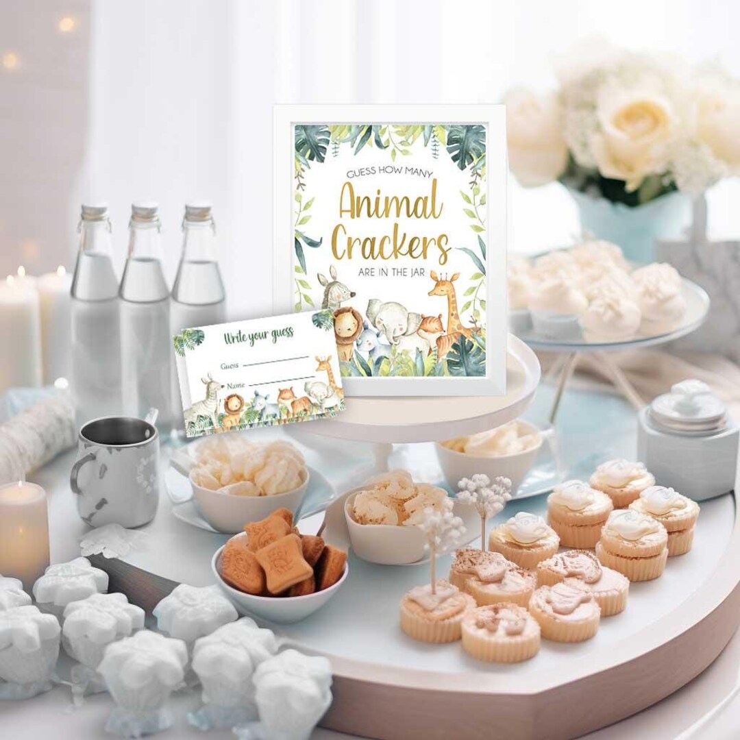 PRINTABLE Jungle Animal Crackers Game Baby Shower, Guess How Many ...