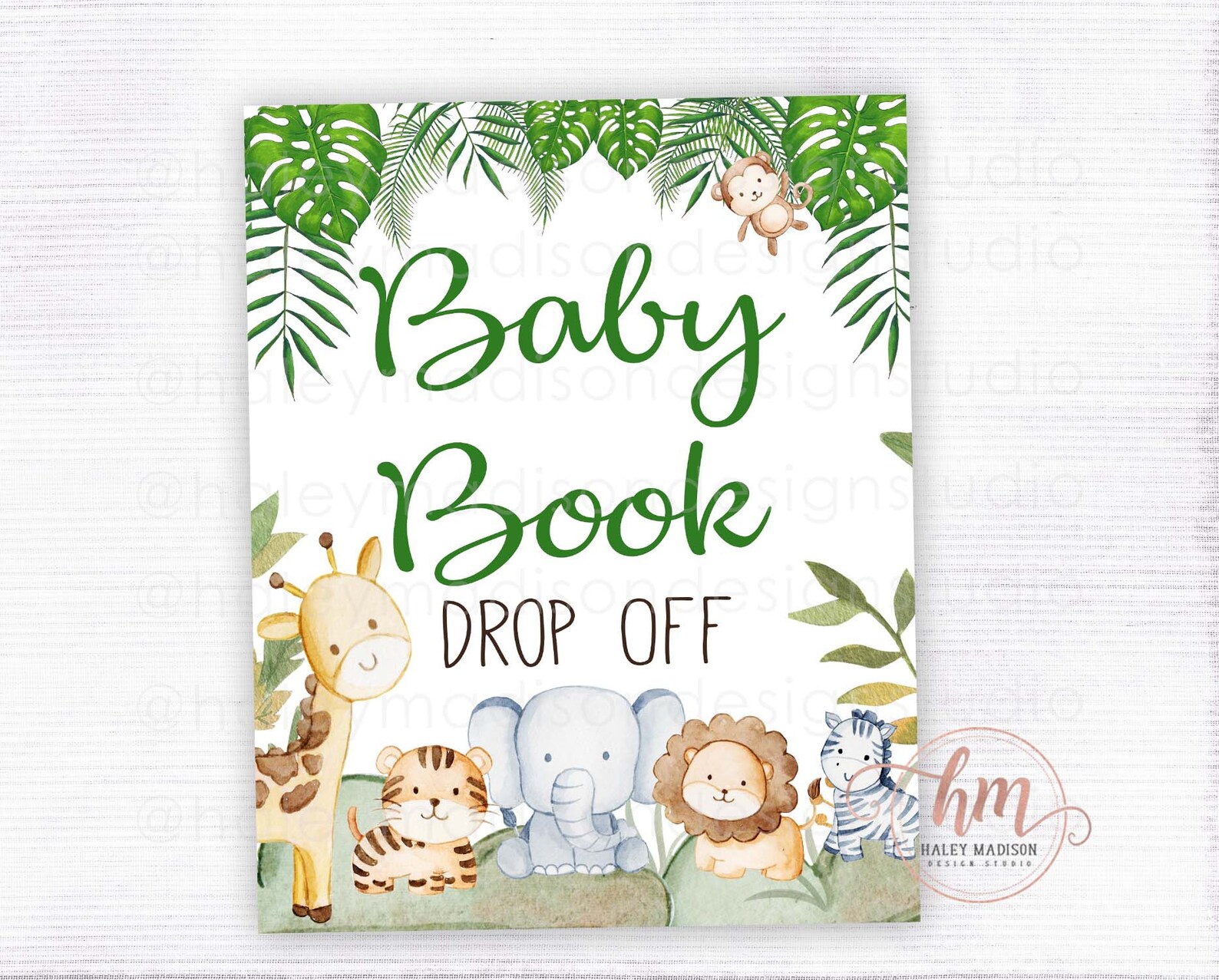 PRINTABLE Jungle Safari Baby Shower sign Jungle Baby Book | Etsy