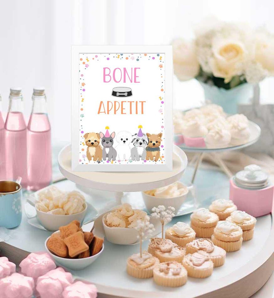 PINK Puppy Party Bone Appetit Sign, Puppy Food Table Sign, Doggie Theme ...