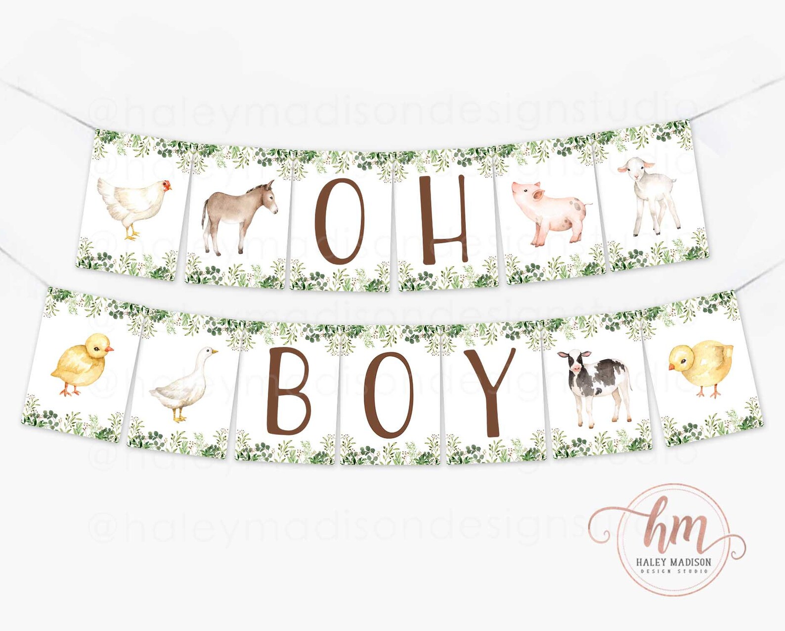 Farm Oh Boy Banner Farm Animals Banner Farm Baby Boy Shower - Etsy