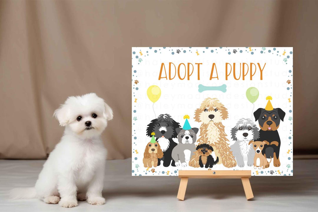 PRINTABLE Puppy Party Adopt a Puppy Sign, Puppy Party Sign, Doggie ...