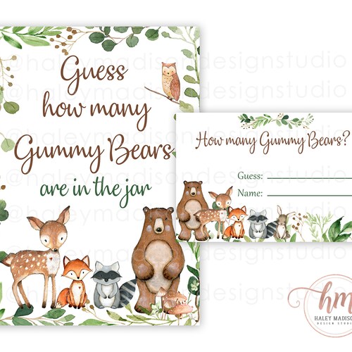 Woodland Baby Shower Gummy Bears Sign Woodland Baby Shower - Etsy