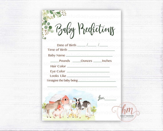 PRINTABLE Farm Baby Shower Baby Predictions Farmhouse Baby | Etsy