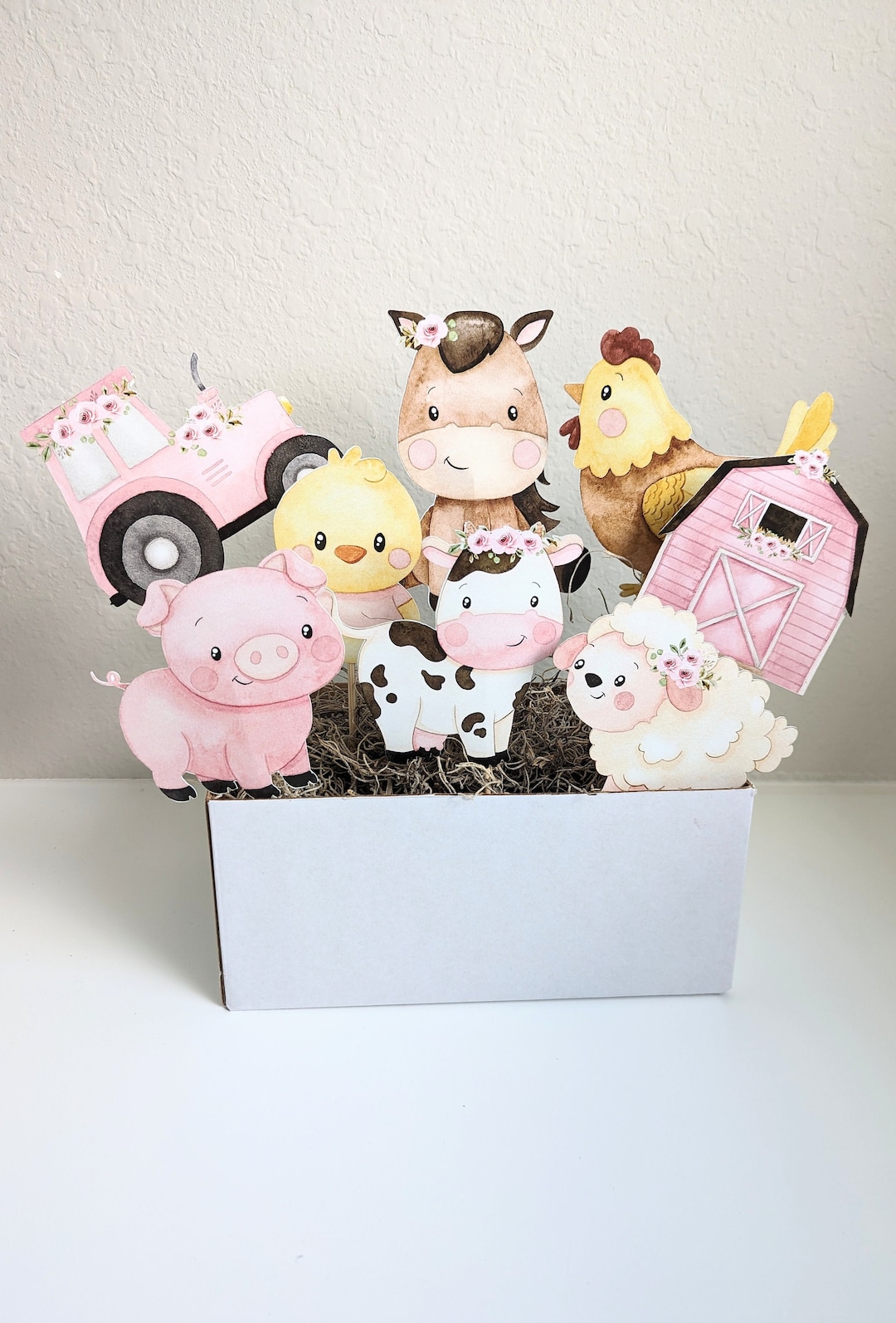 Set of 8 Farm Centerpieces, Barnyard Animals, 4" Farm Animal Cutouts ...
