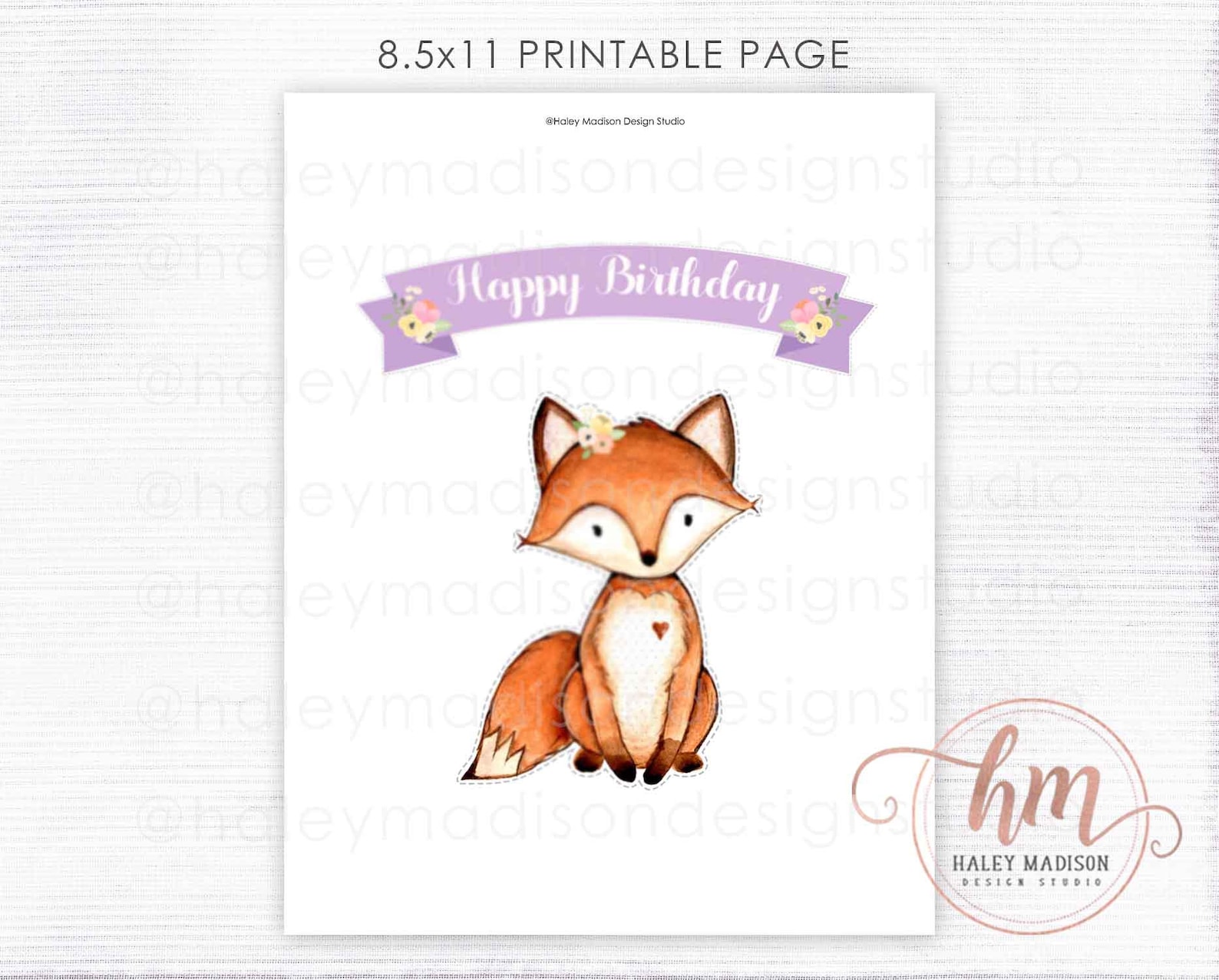 PRINTABLE Fox Birthday Cake Topper Woodland Birthday Cake | Etsy