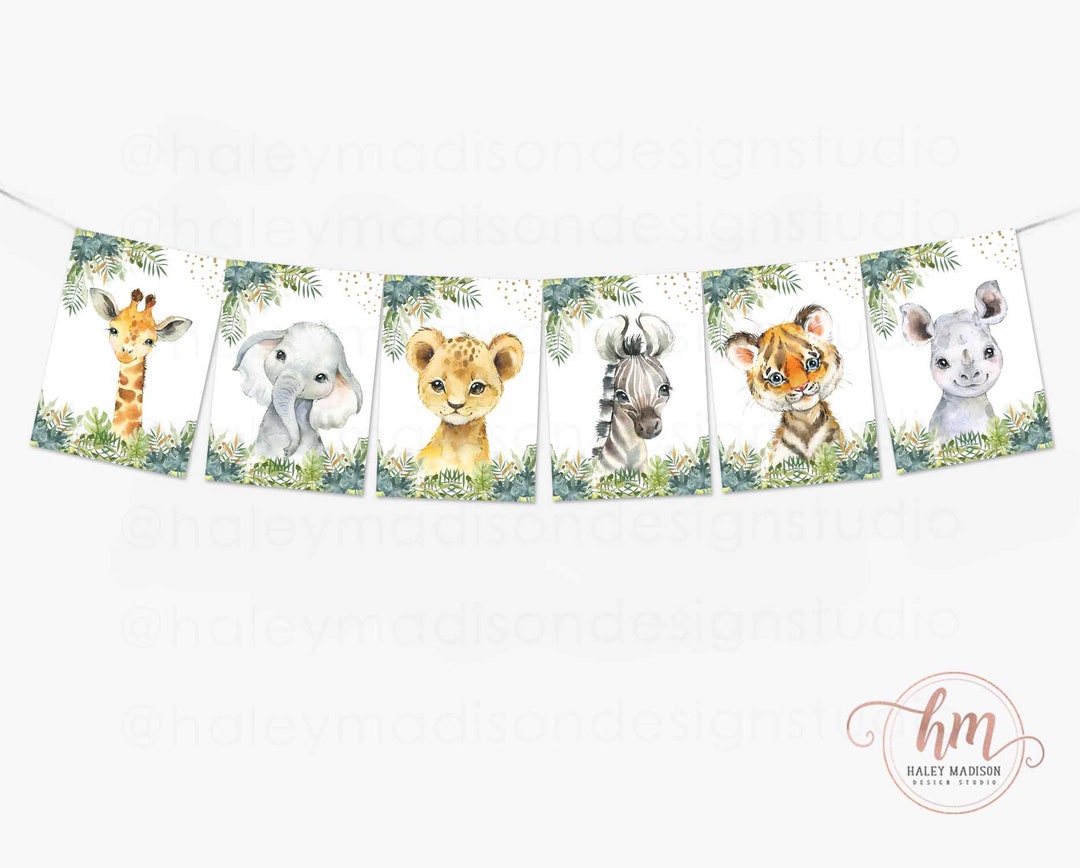 Jungle Animals Banner, Jungle Baby Shower Banner, Jungle Birthday Party ...