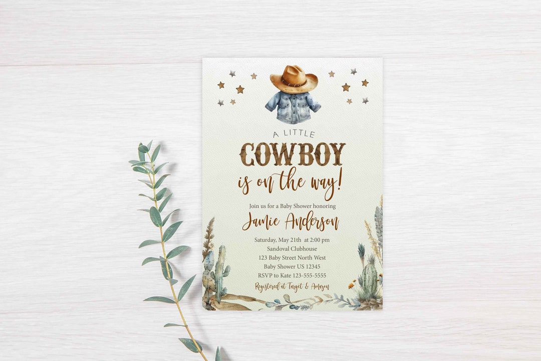 Cowboy Baby Shower Invitation, Little Cowboy Baby Shower Invite, Little ...