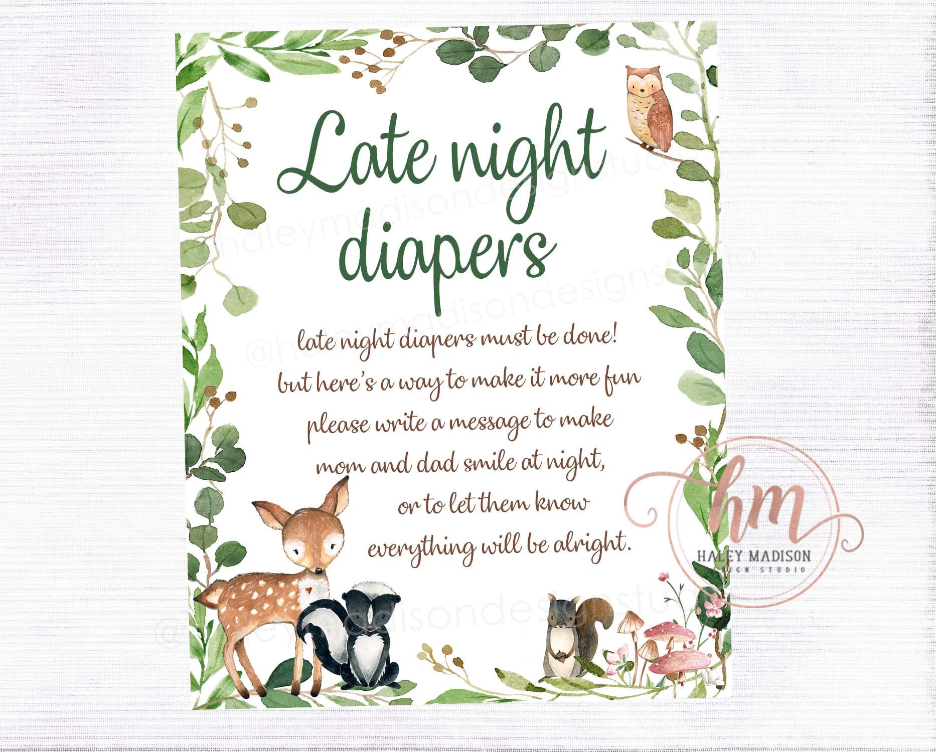 Banners & Signs write a message on diaper greenery woodland shower ...