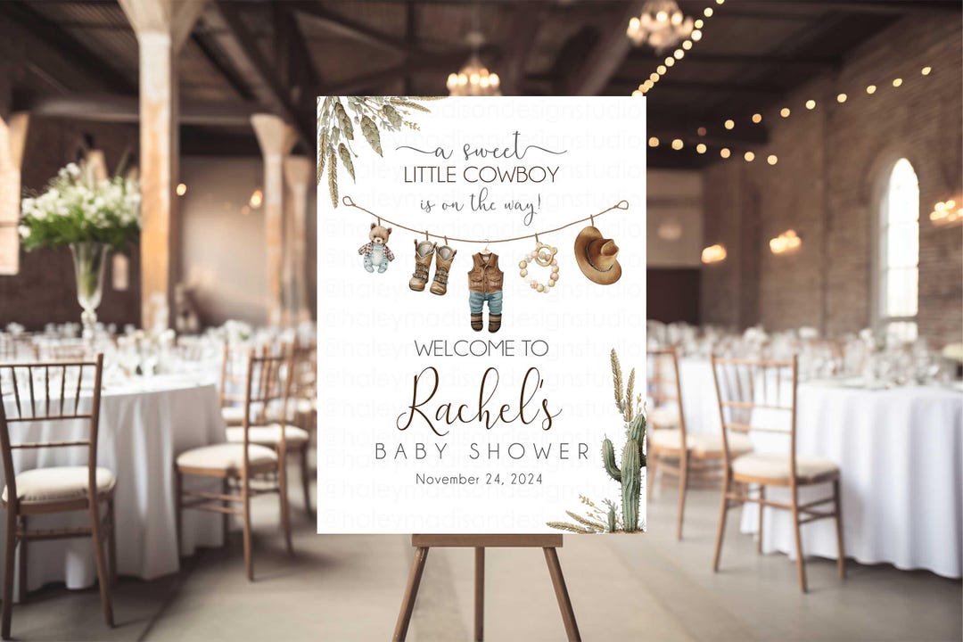 Little Cowboy Baby Shower Welcome Sign , Cowgirl Baby Shower ...