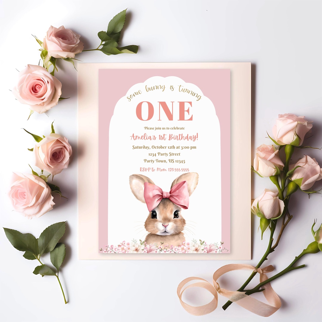 EDITABLE Some Bunny Invitation, Bunny First Birthday Party Invitation ...